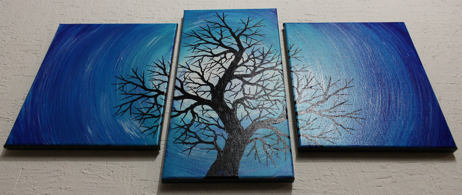 Triptyque silhouette d’arbre de nuit by Jonathan Pradillon (2022 ...