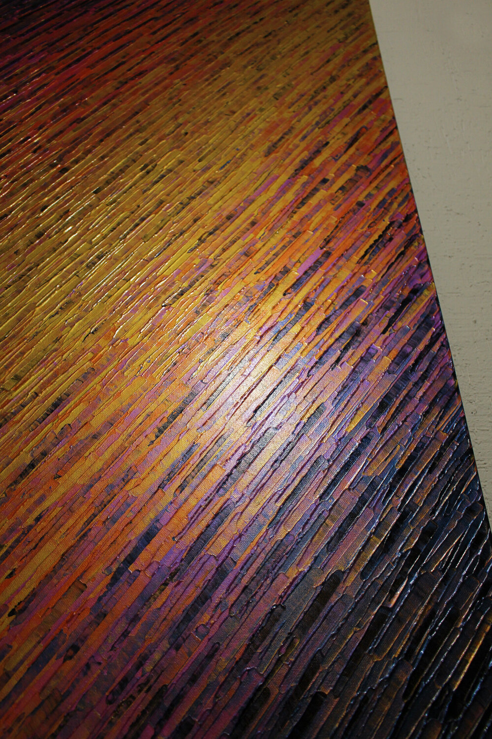 Vaste texture couteau or orange rose iridescente de Jonathan Pradillon ...