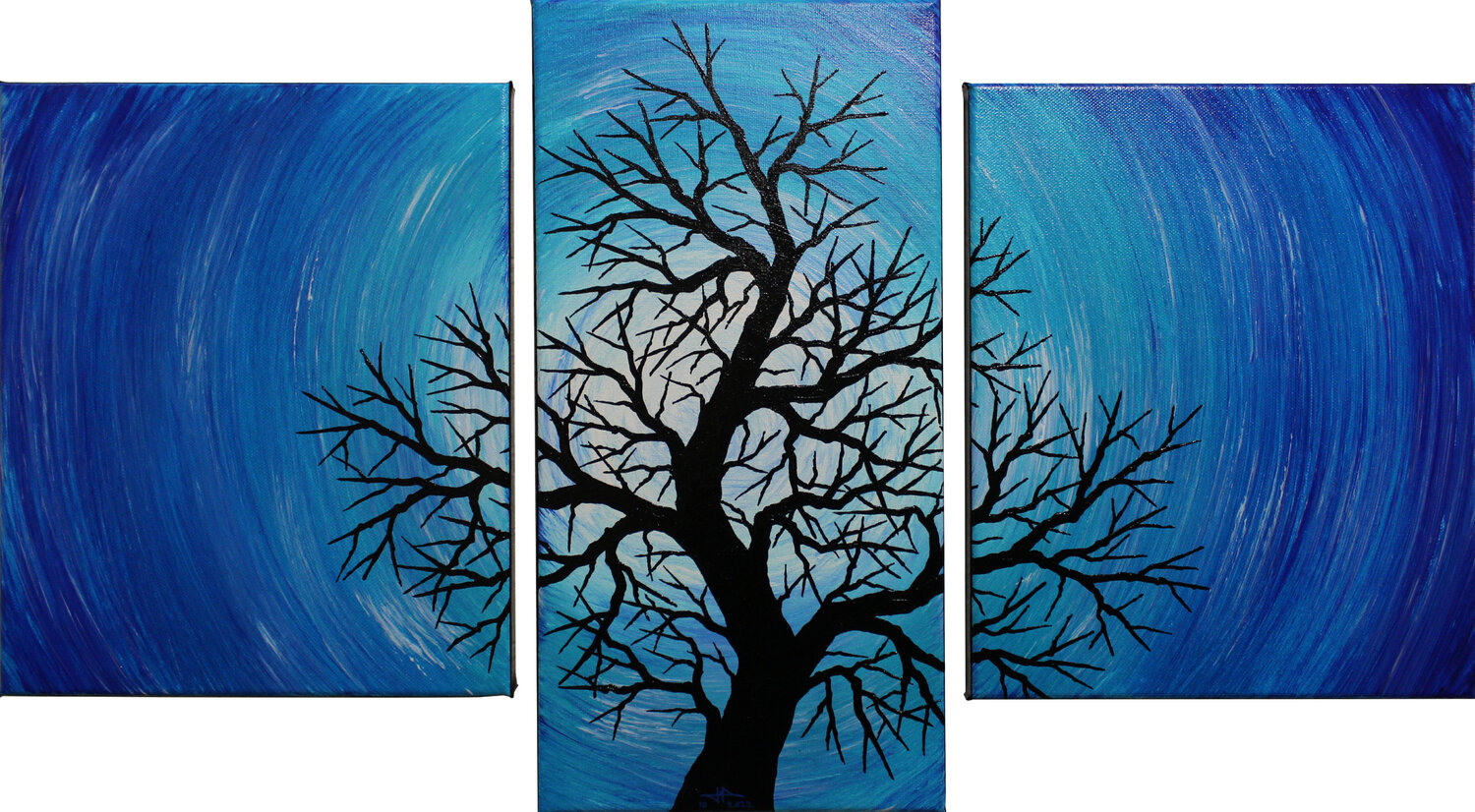Triptyque silhouette d’arbre de nuit by Jonathan Pradillon (2022 ...