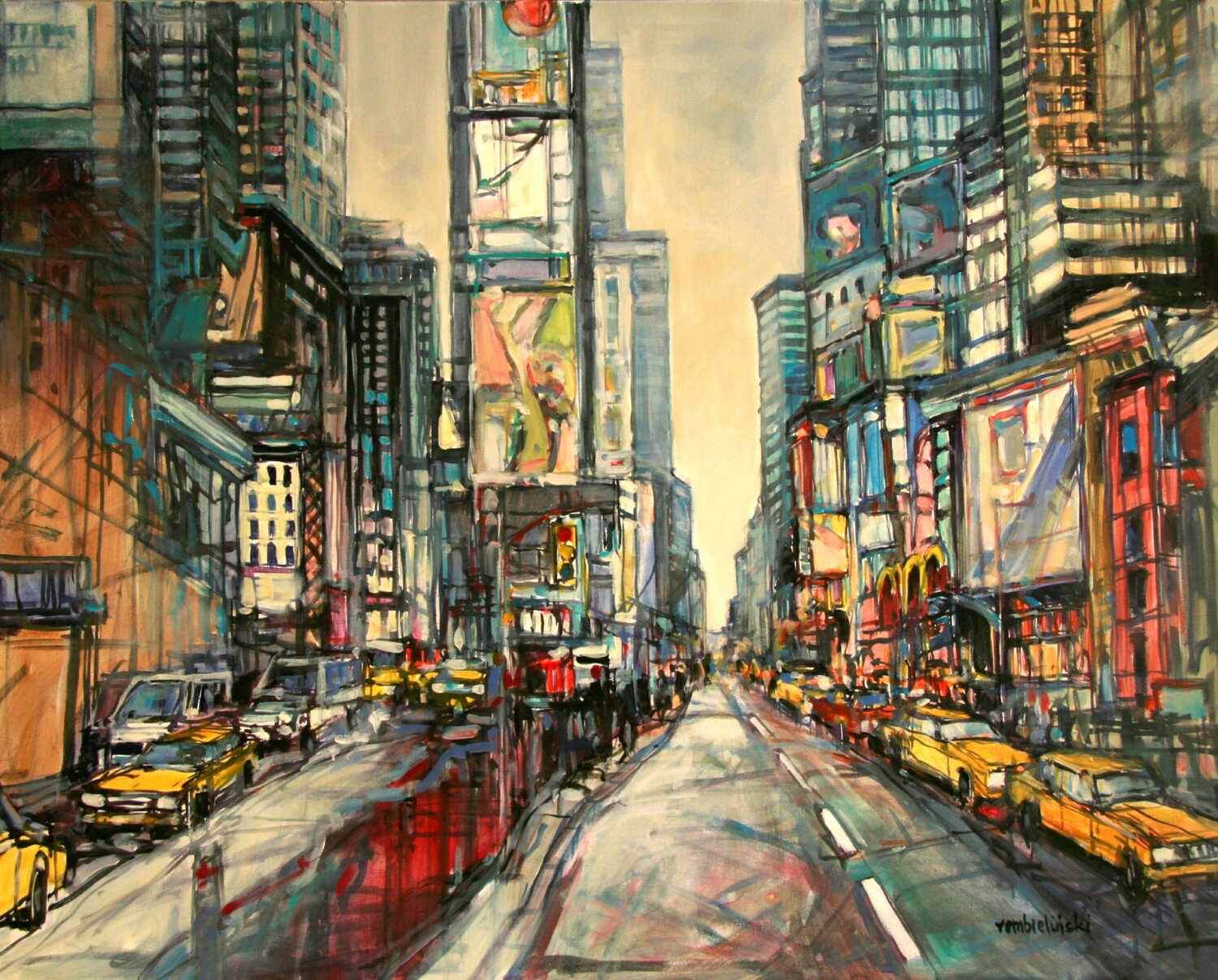 Times Square NYC by Piotr Rembielinski (2019) : Painting Acrylic, Oil ...