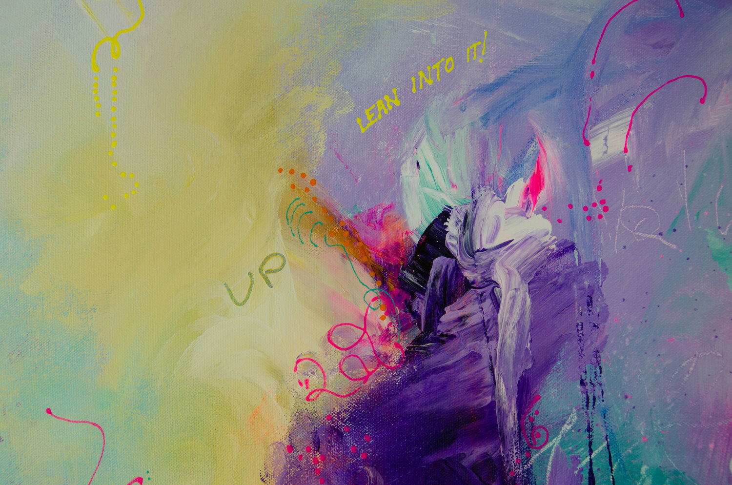 Floating Vortex of Thought – Large Abstract Painting with words by Deb ...