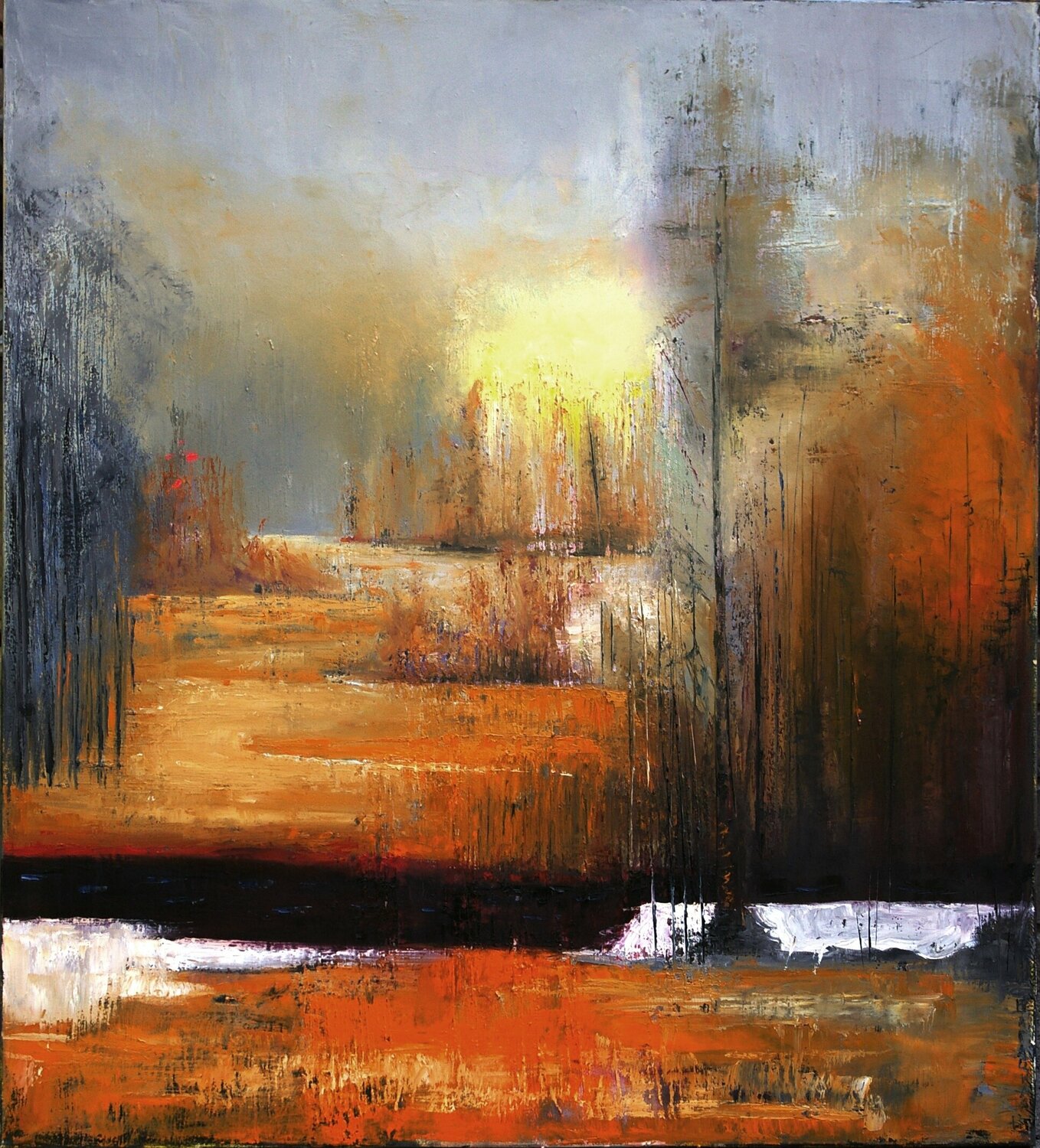 Semi-abstract landscape "The First Snow" by Nataliya Bagatskaya (2017 ...