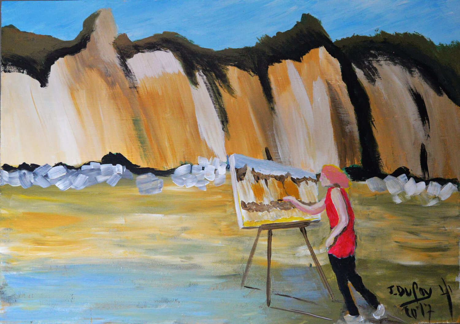 Une impressionniste de la Côte d'Albâtre von Jérôme DUFAY (2017): Malerei Acryl auf Holz - Singulart