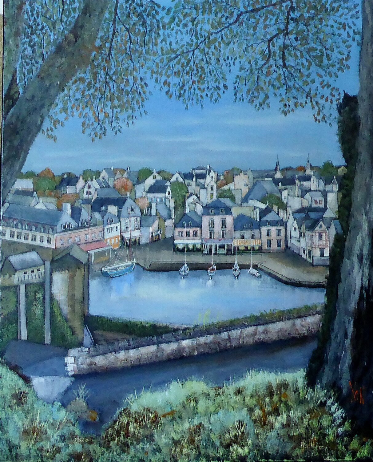 le port de Saint Goustan by Jean-Michel Yon (2022) : Painting Oil on ...