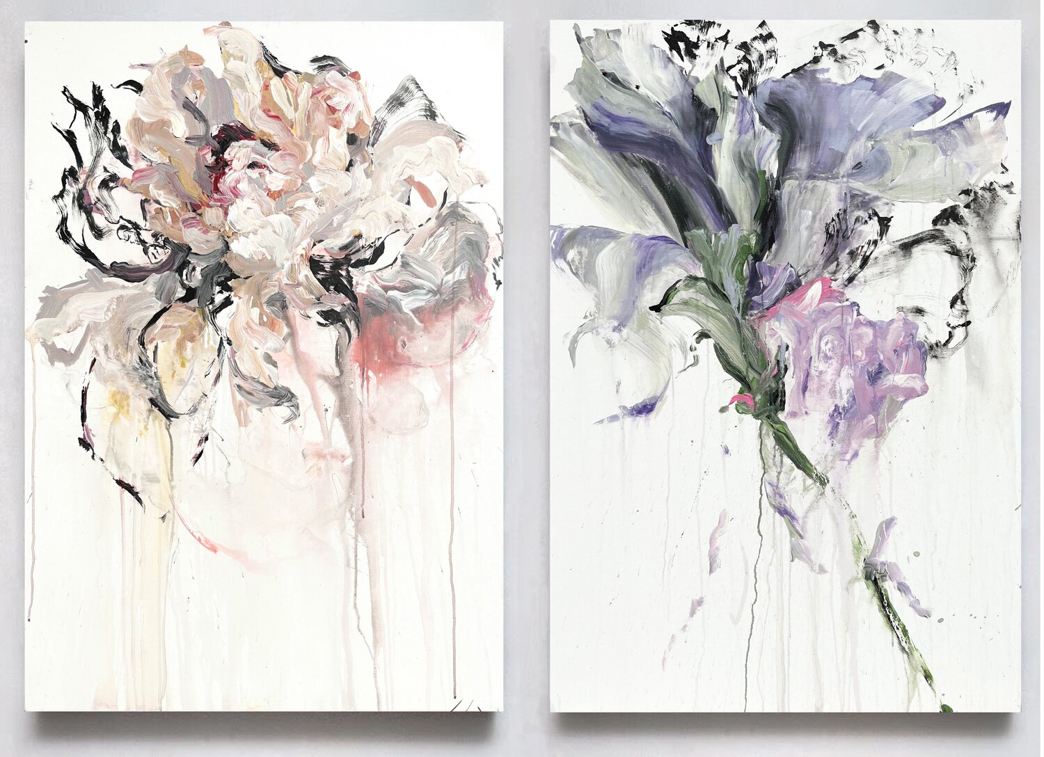 Flower diptych 2 by Rosi Roys (2022) : Painting Acrylic on Canvas ...