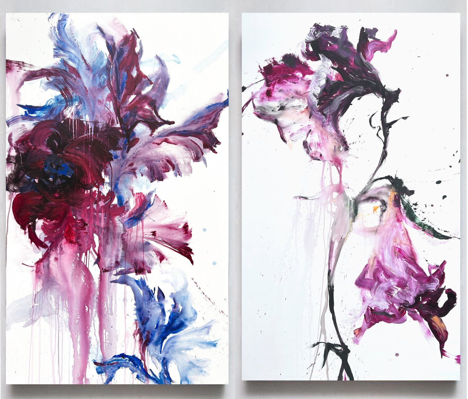 Flower diptych 7 by Rosi Roys (2022) : Painting Acrylic on Canvas ...