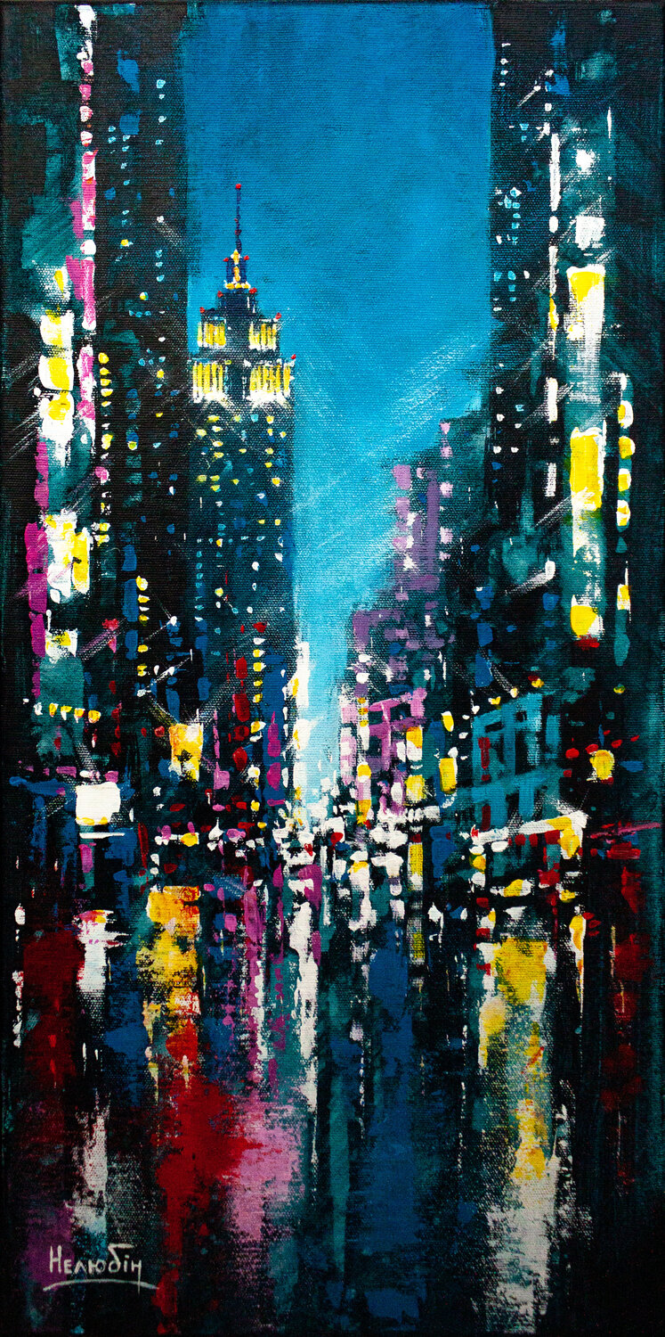 Abstract Expressionist Cityscape Night Paintings