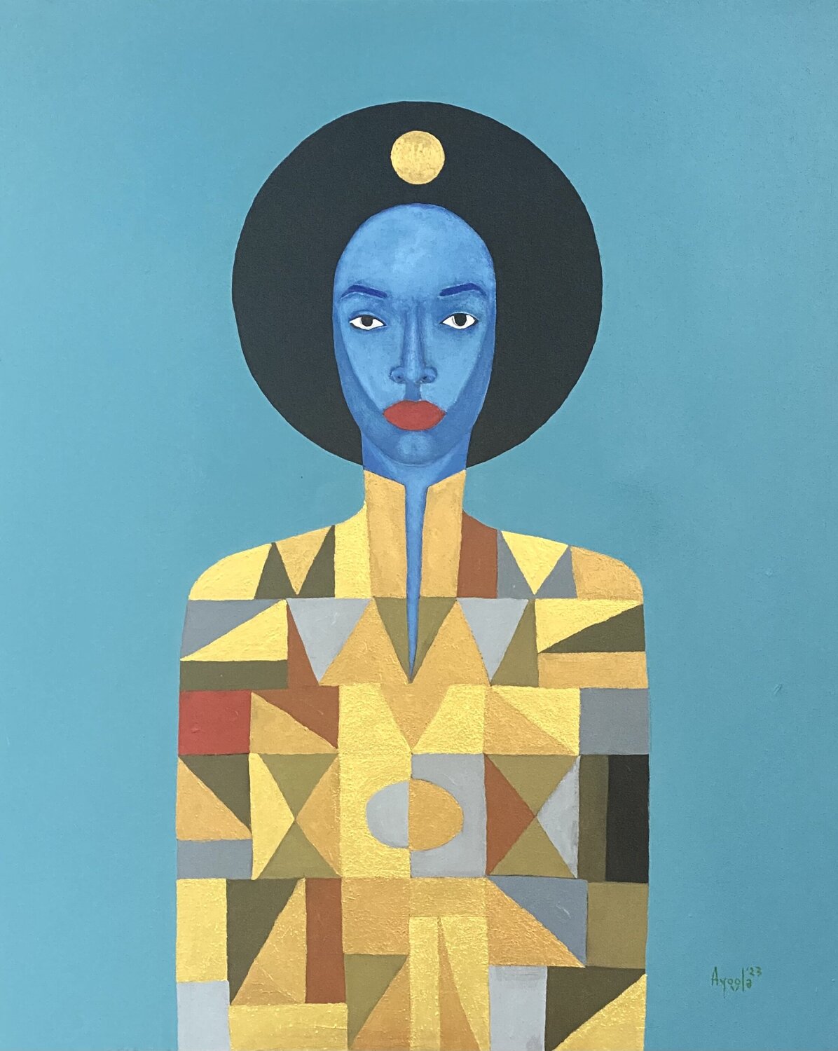 BlueWoman with the sun on her head by Ayoola Gbolahan (2023) : Painting ...