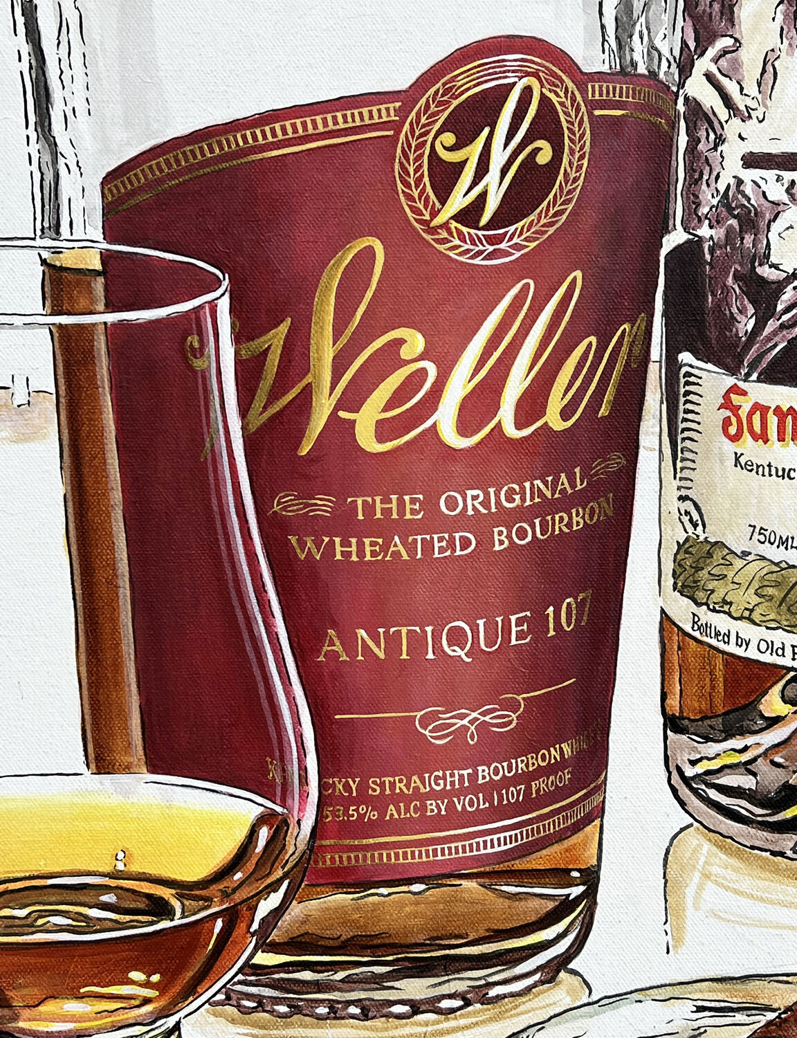 Weller and Pappy with Cohiba Cigar by Ian Greathead (2023) : Painting ...