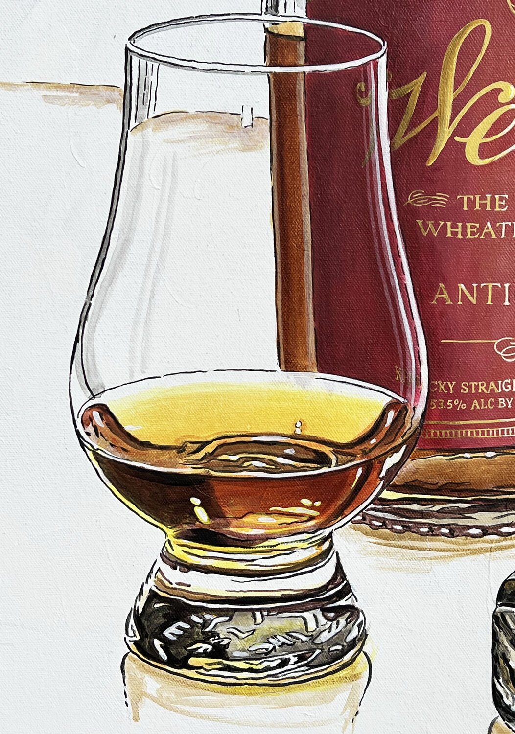 Weller and Pappy with Cohiba Cigar by Ian Greathead (2023) : Painting ...