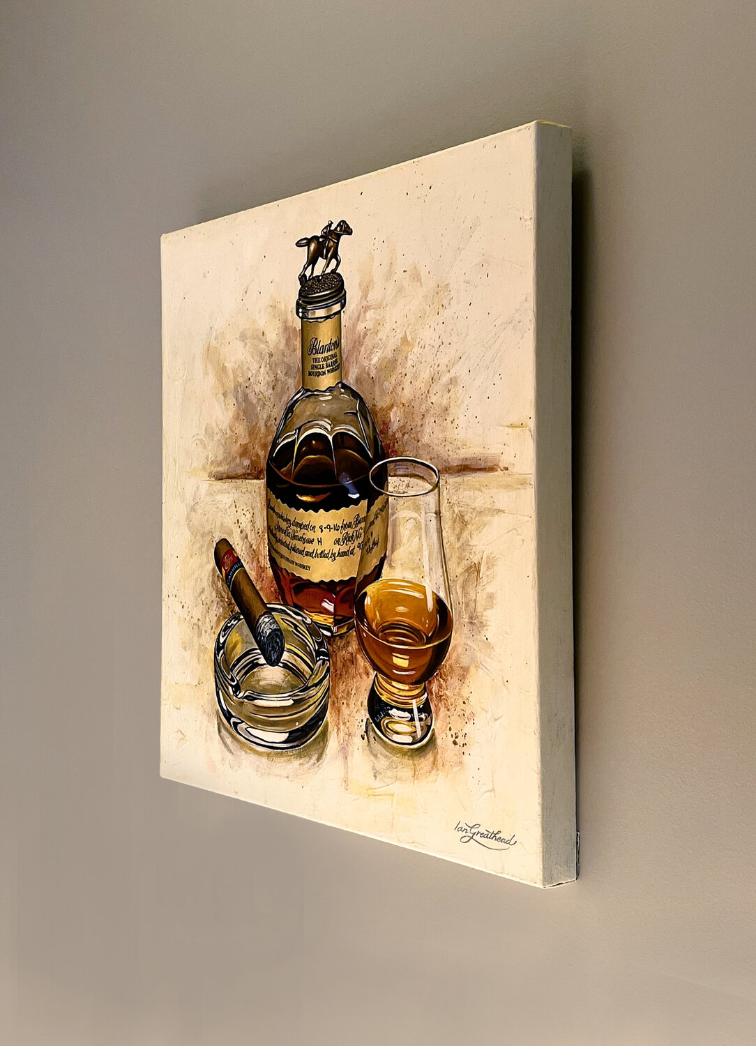 Blanton’s with Davidoff Cigar by Ian Greathead (2019) : Painting Oil on ...