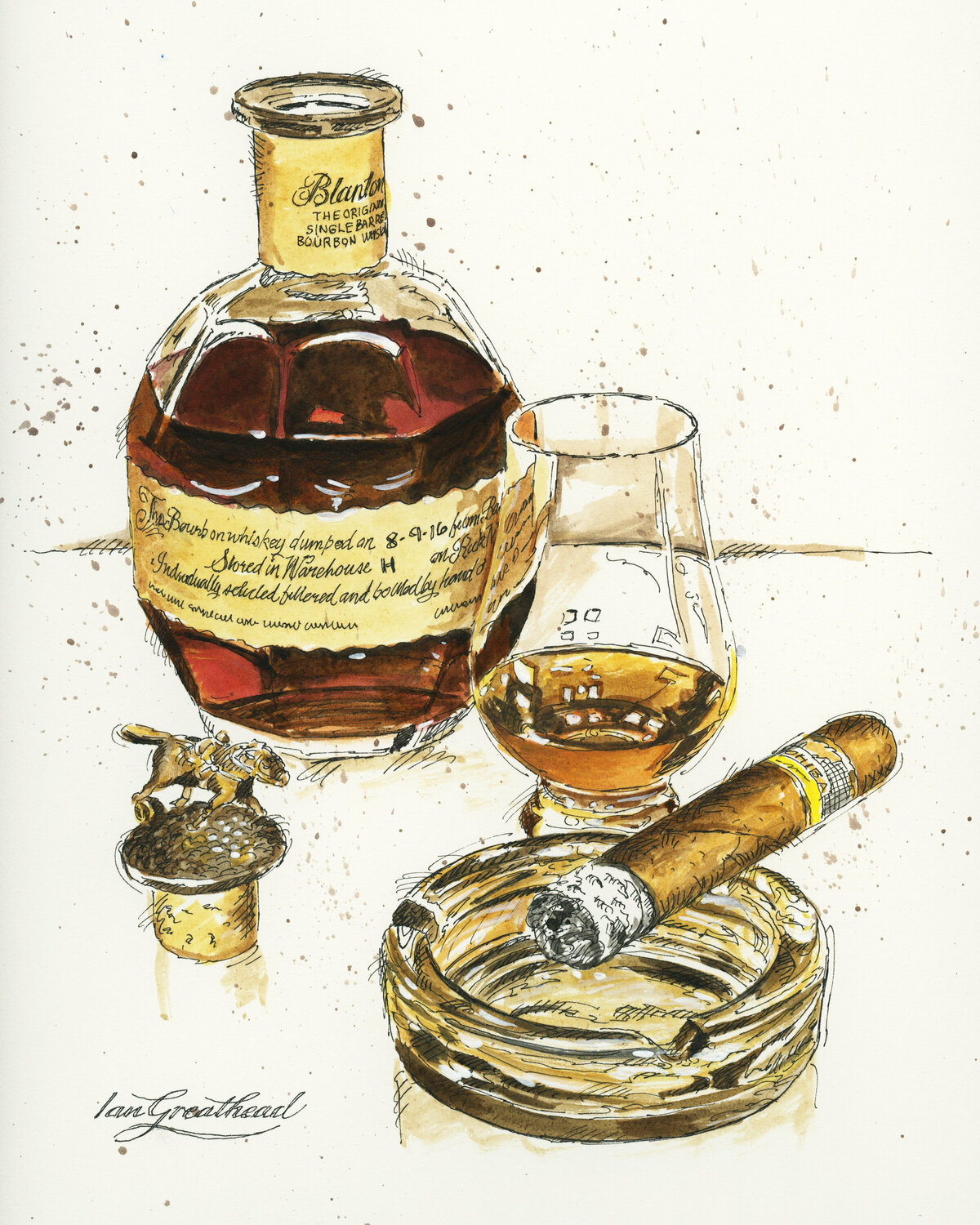 Blanton’s with Cohiba Cigar by Ian Greathead (2020) : Work on Paper ...