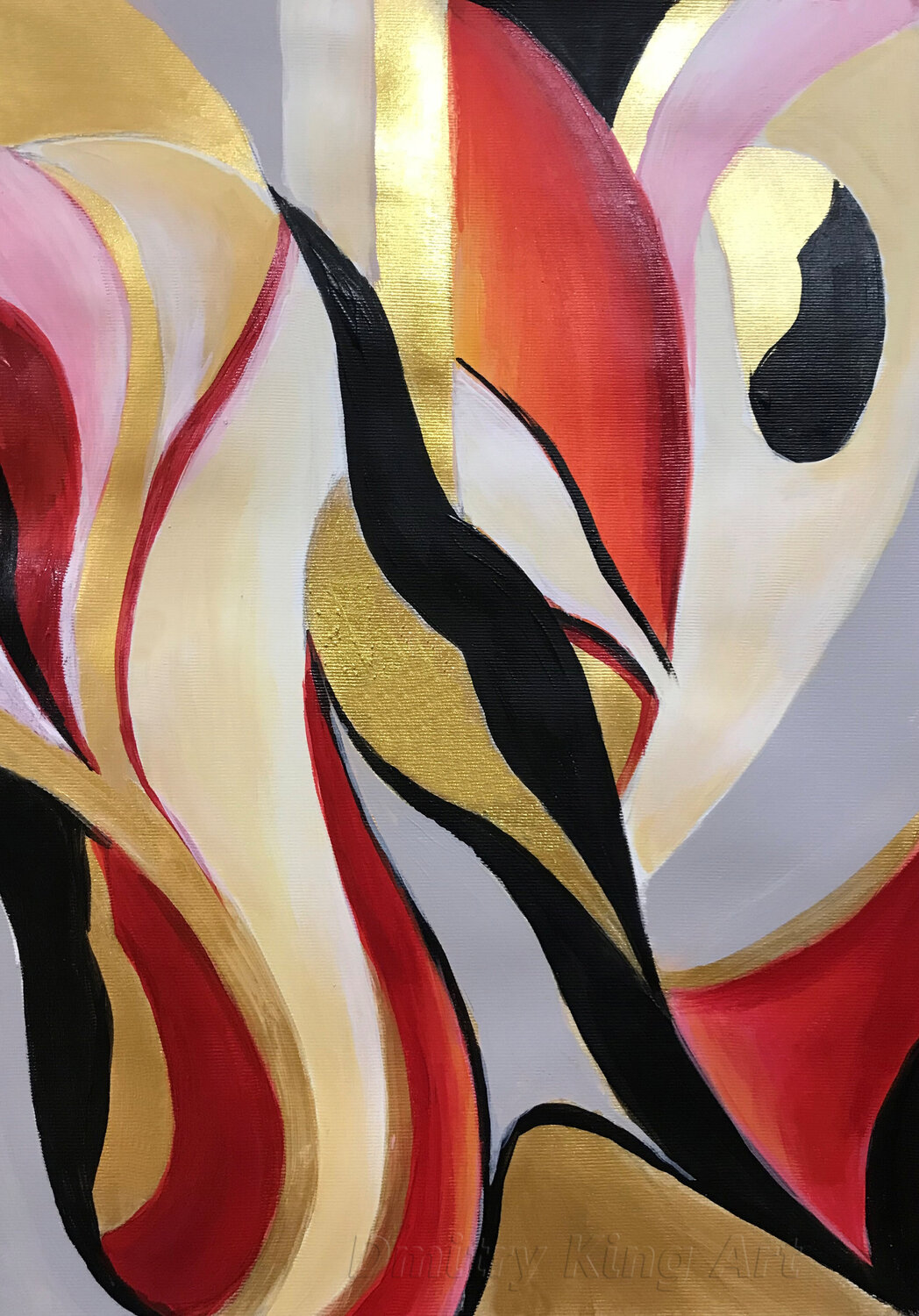 Red Gold Abstraction by Dmitry King (2025) : Painting Acrylic, Gold ...