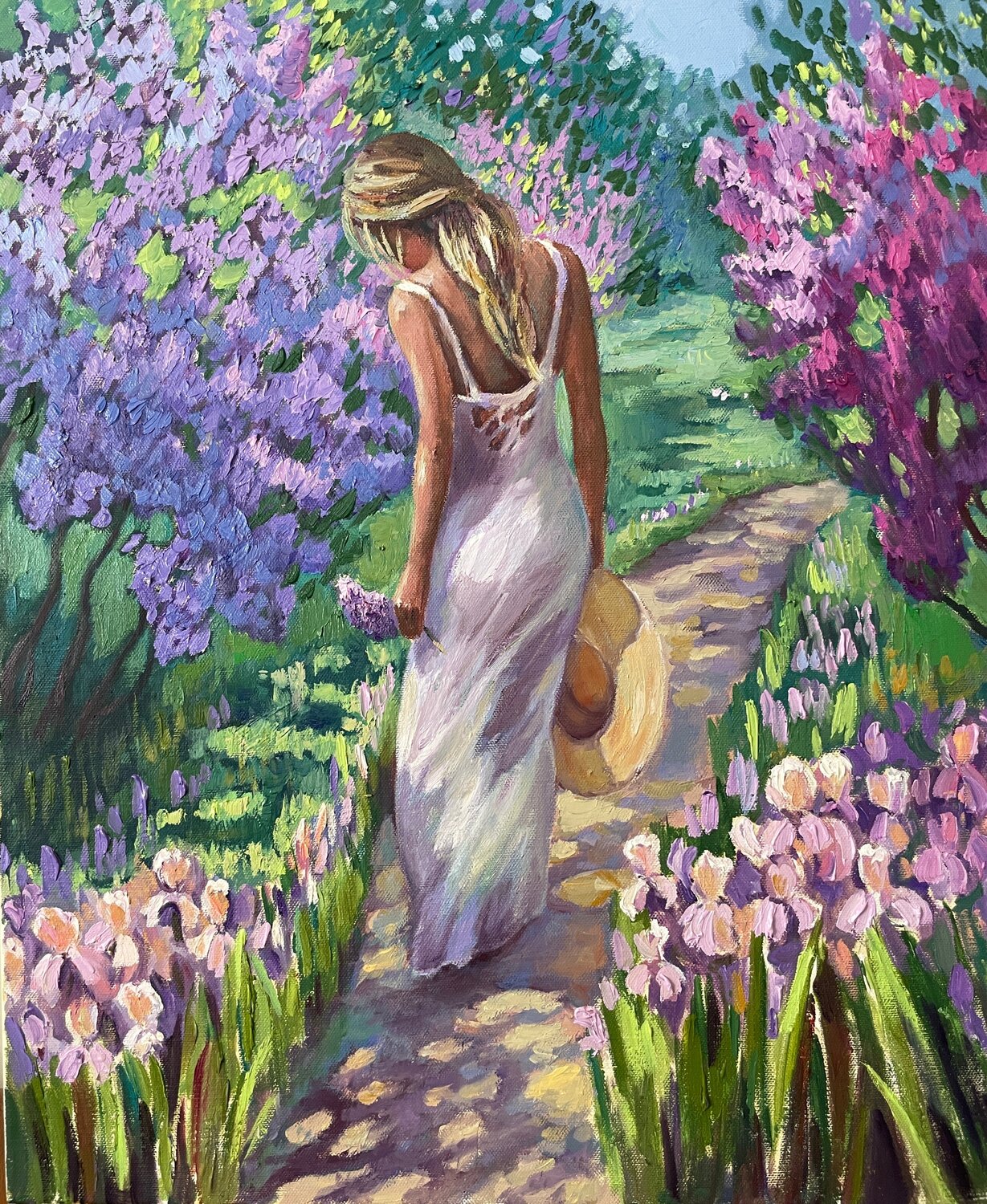 Blooming Alley by Anna Reznikova (2022) : Painting Oil on Canvas ...