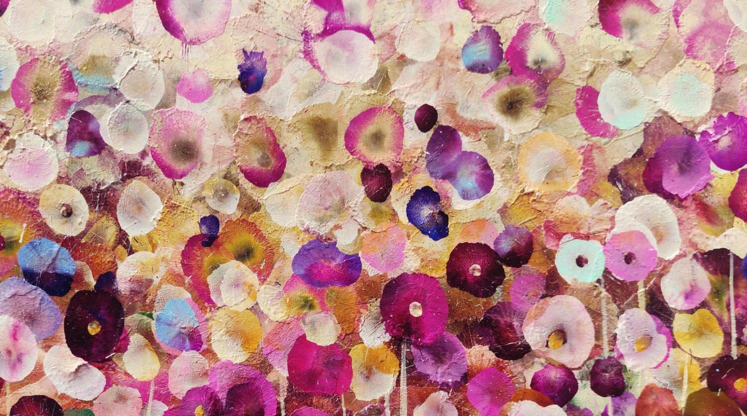 Petals on a Spring Zephyr – Abstract Floral Oil Landscape de Angie Wright (2025) : Peinture ...