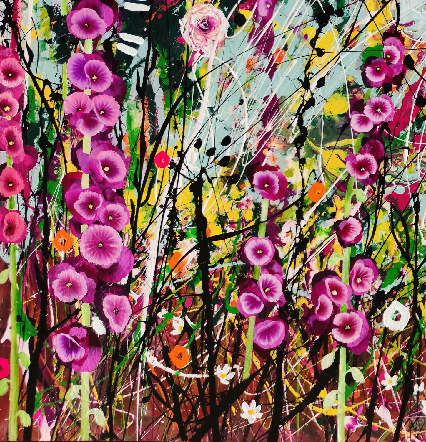 Foxglove Fandango - Large Jackson Pollock inspired diptych door Angie ...