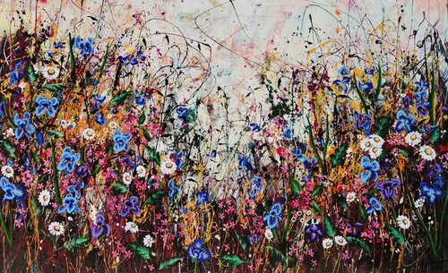 Wild Iris Field - Very Large Artwork by Angie Wright (2023) : Painting Acrylic, Oil on Canvas ...