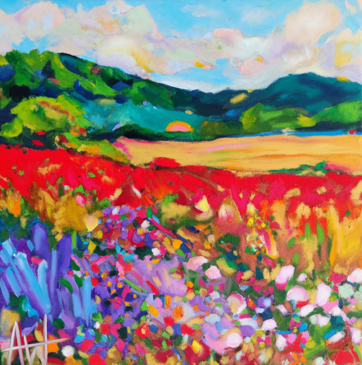 Scarlet Landscape by Angie Wright (2023) : Painting Oil on Canvas ...