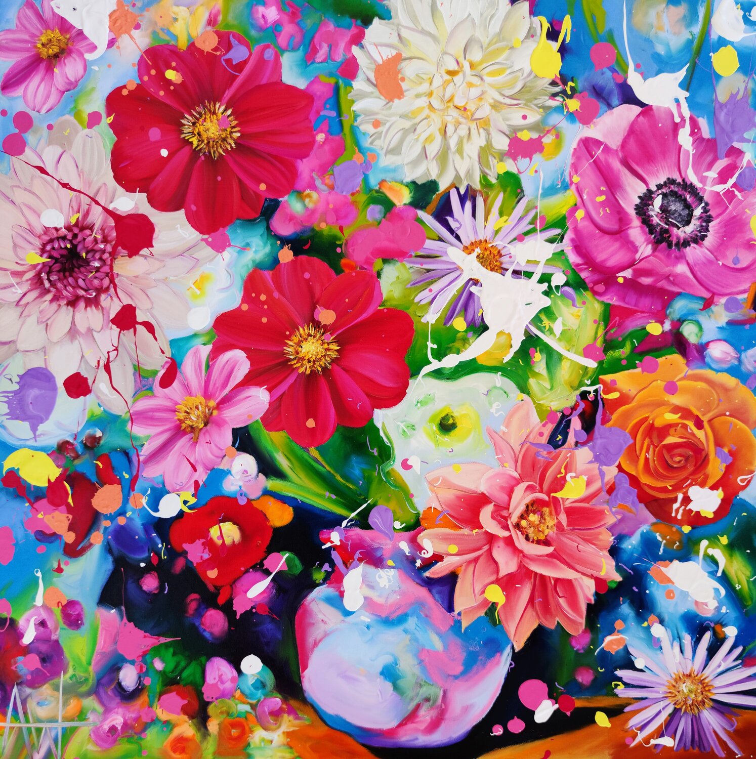 Rosy Posy Pink Floral Kiss de Angie Wright (2024): Pintura Óleo en ...