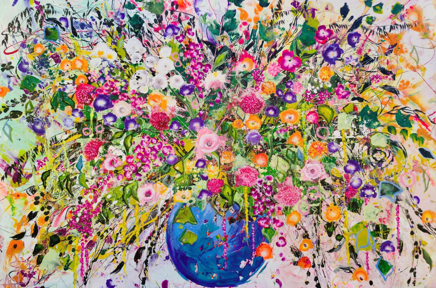 Bloom Cascade, A Pollock Affair Large Oil Painting de Angie Wright ...