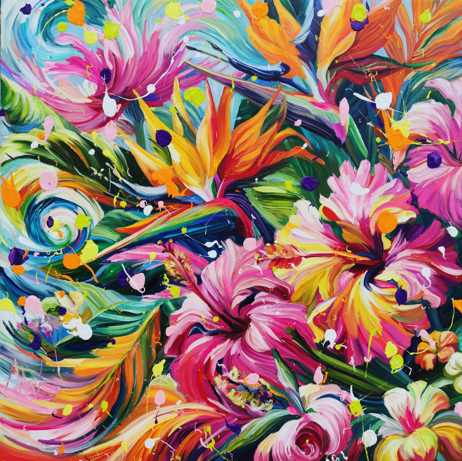 Coconut Radio de Angie Wright (2025): Pintura Óleo en Lienzo - Singulart