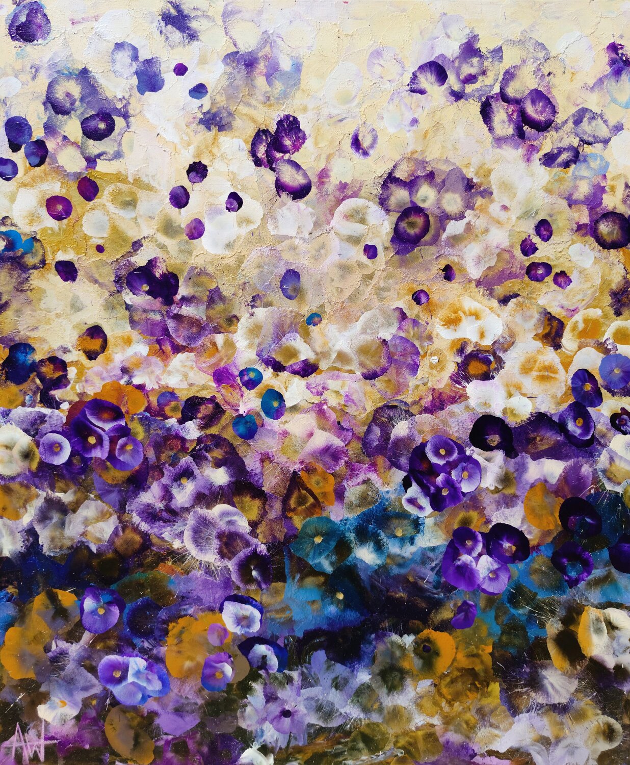 Indigo Bloomscape de Angie Wright (2025): Pintura Acrílico en Lienzo - Singulart