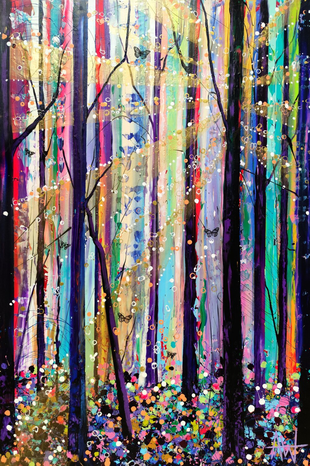 Sunbeams and Butterflies - Large Forest Landscape Angie Wright