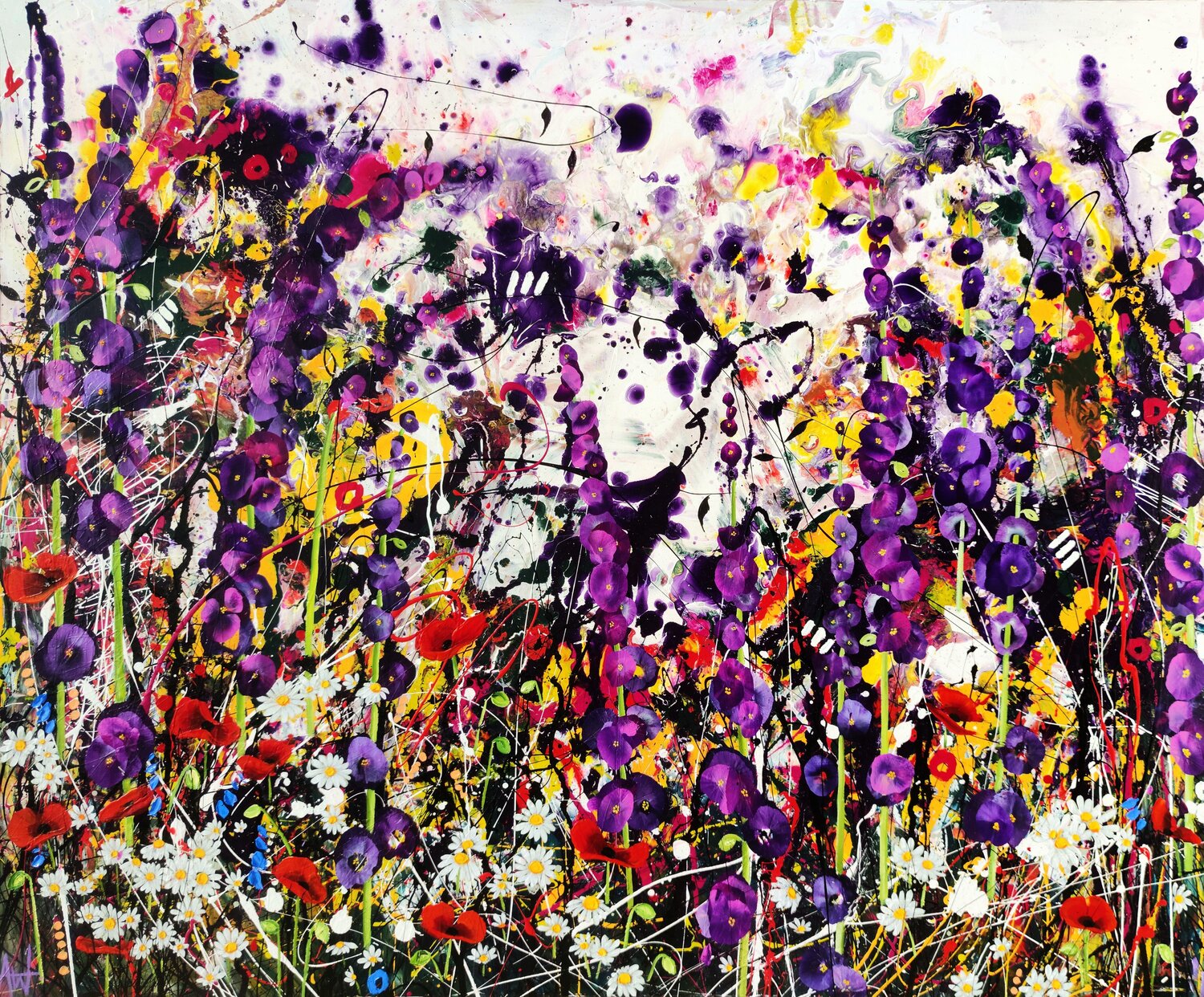 Indigo Entropy - A Jackson Pollock Love Affair von Angie Wright (2025): Malerei Acryl, Öl auf ...