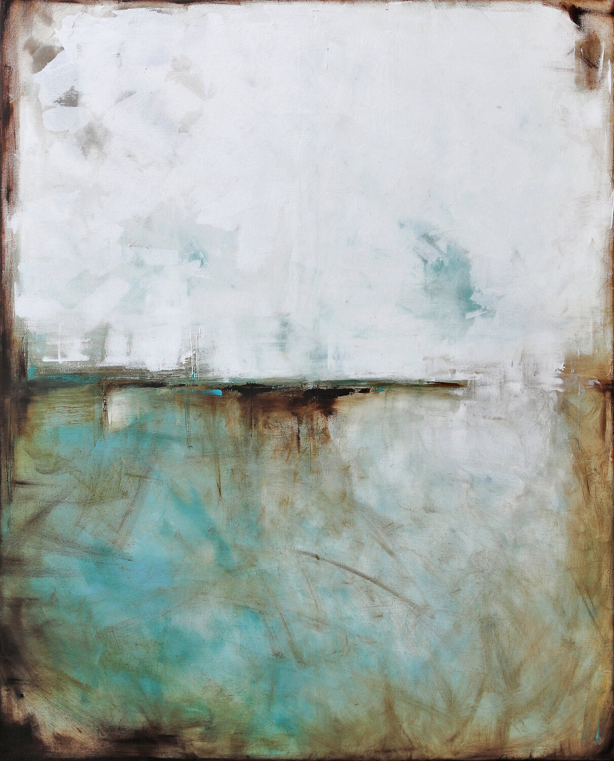 Oil painting - Turquoise, chestnut and white I by Maja Gajewska (2022 ...