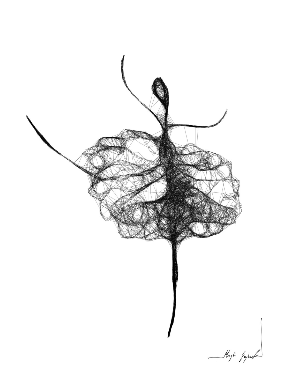 Graphic work 63 - dancer by Maja Gajewska (2022) : Work on Paper Ink on ...