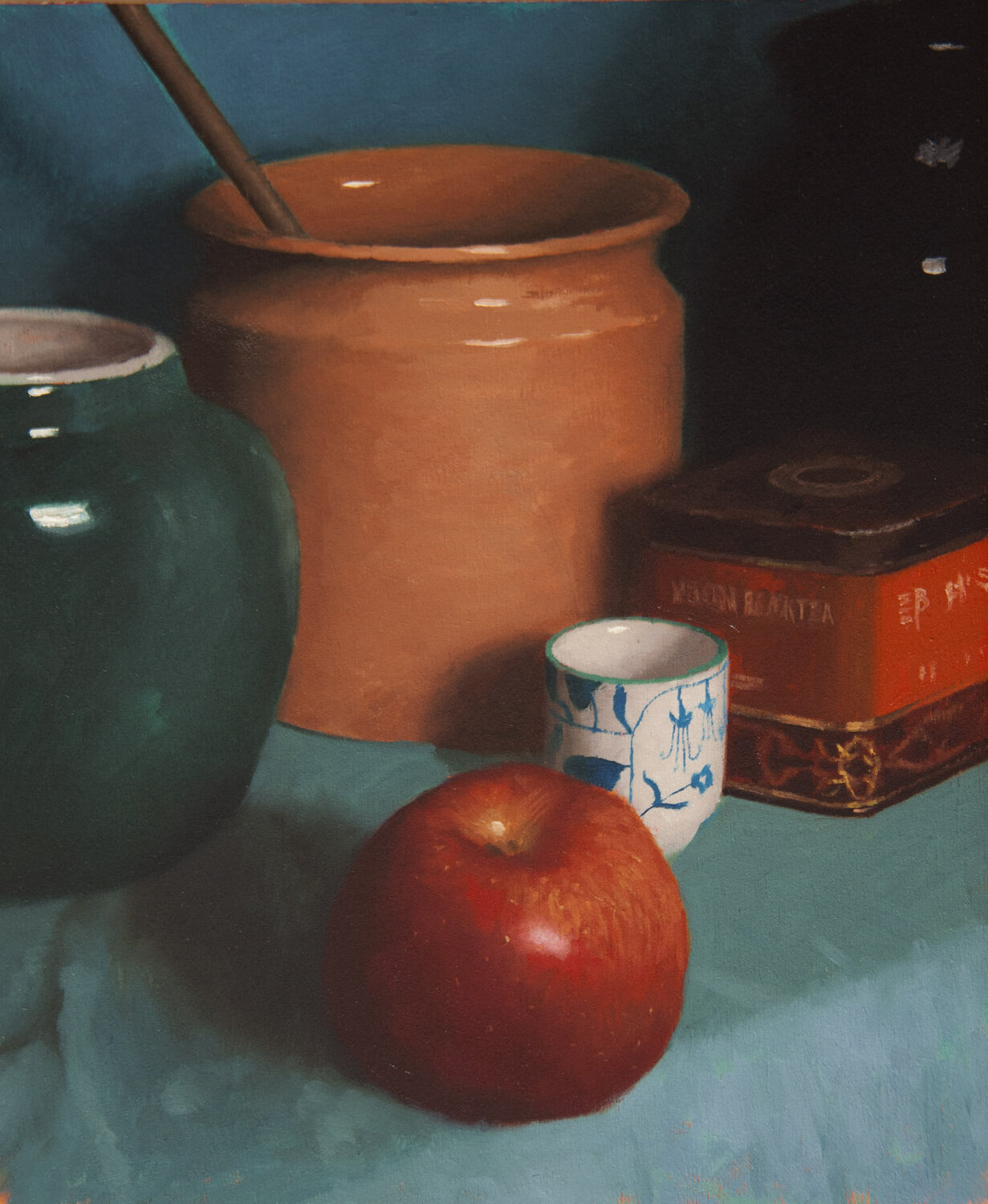 The red apple by Brian Smyth (2023) : Painting Oil on Wood - Singulart