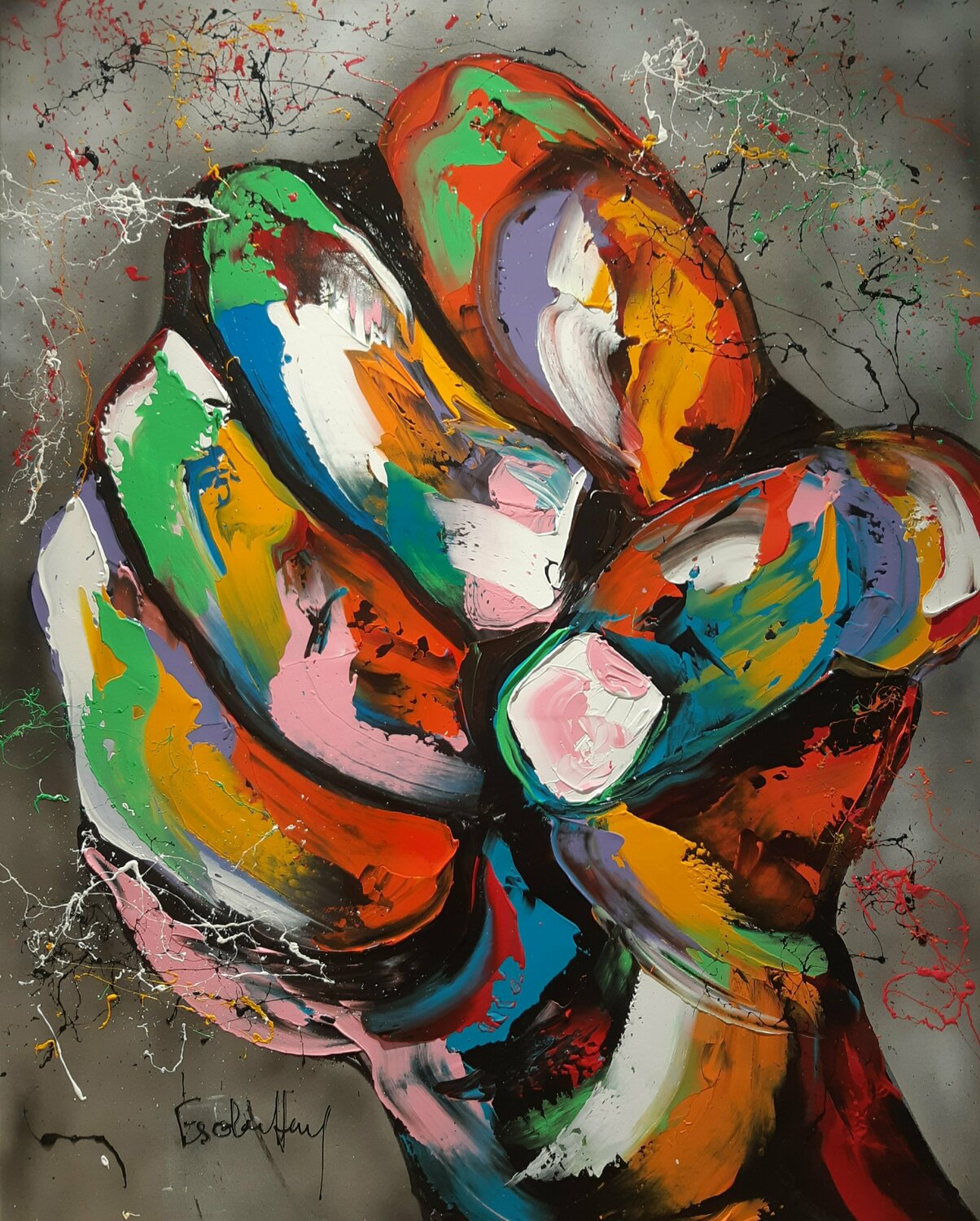 le poing by Henry Escobar (2020) : Painting Acrylic, Spray Paint on ...