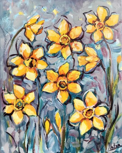 Daffodil Dreams by Natalia Nosek (NATXA) (2025) : Painting Acrylic on ...