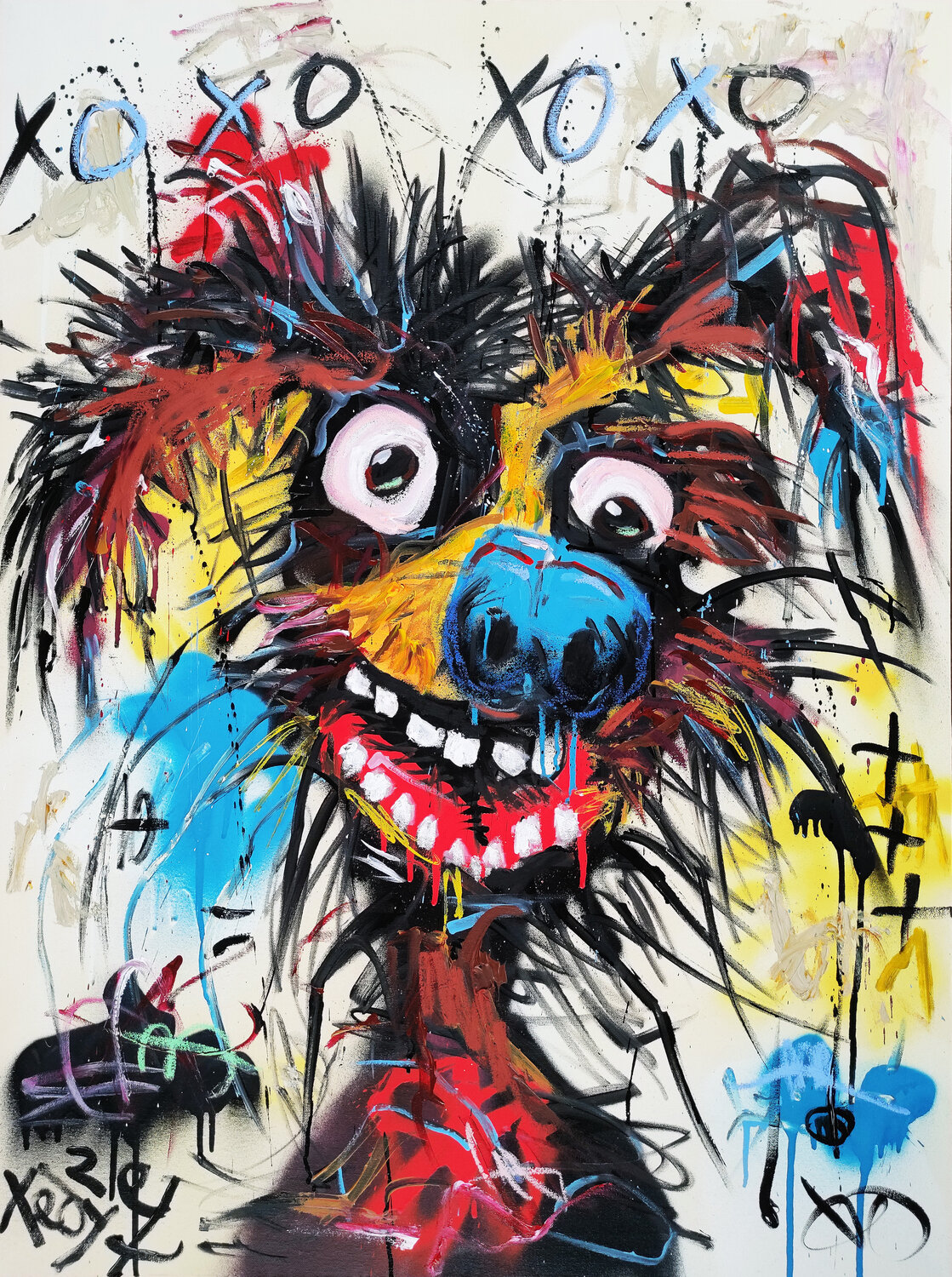 Smiling Blue #1 by Tadas Zaicikas (2024) : Painting Acrylic, Charcoal ...