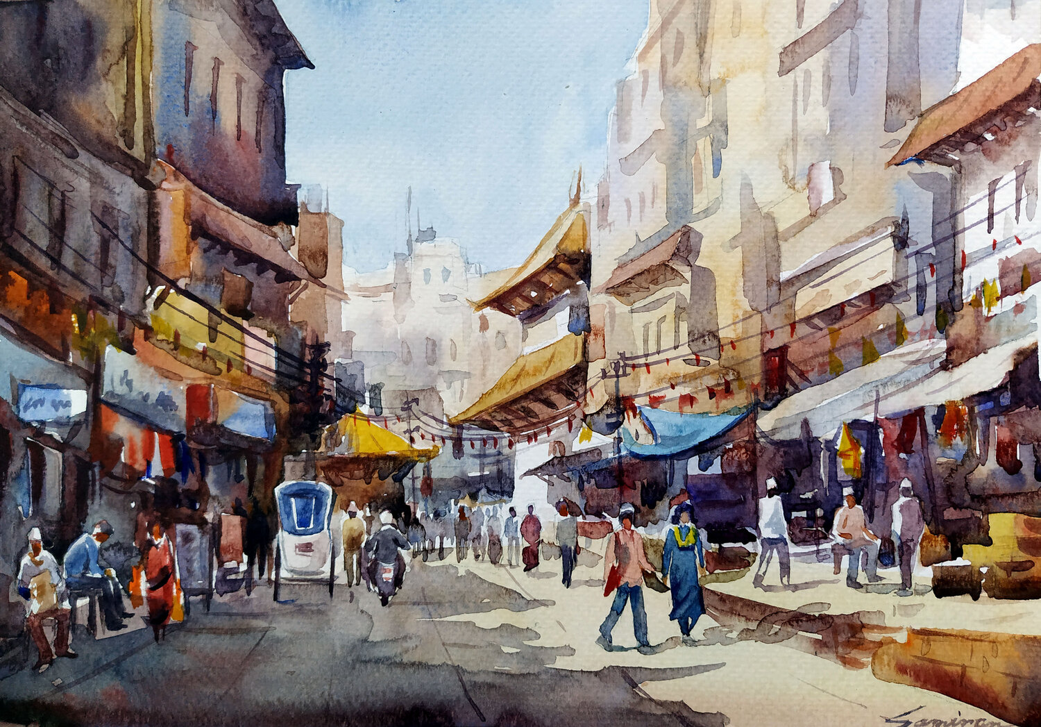 Crowded Street Drawing