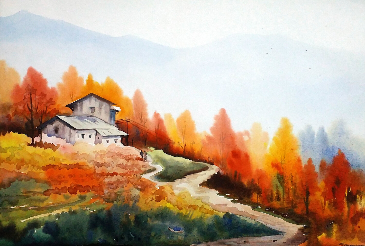 Beauty of Himalayan Autumn Village by Samiran Sarkar (2023) : Work on ...