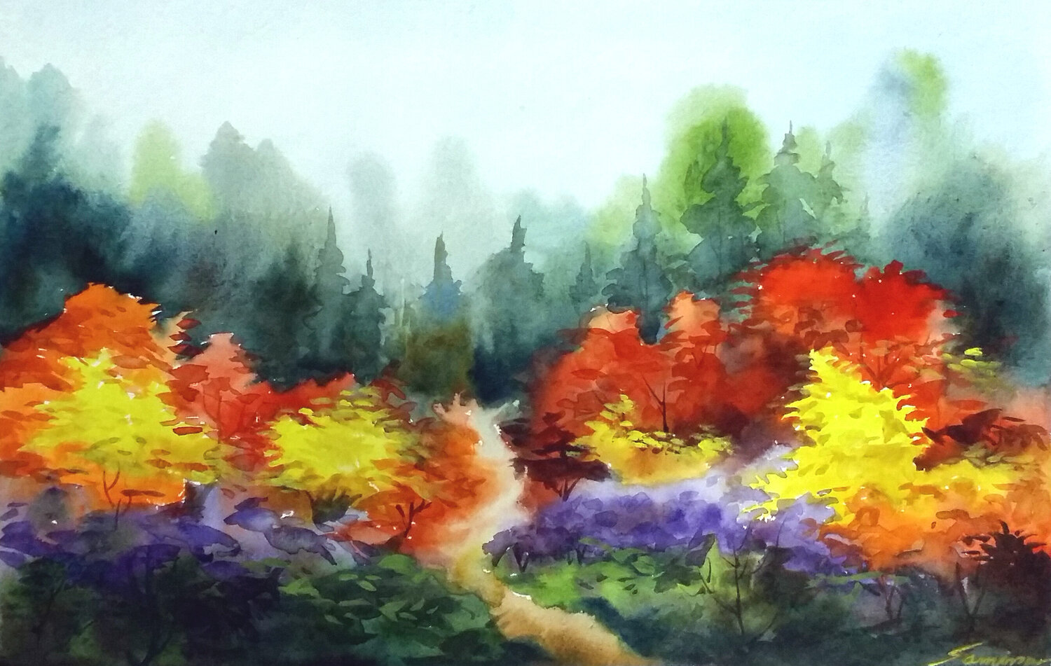 Flowers inside Forest by Samiran Sarkar (2023) : Work on Paper ...
