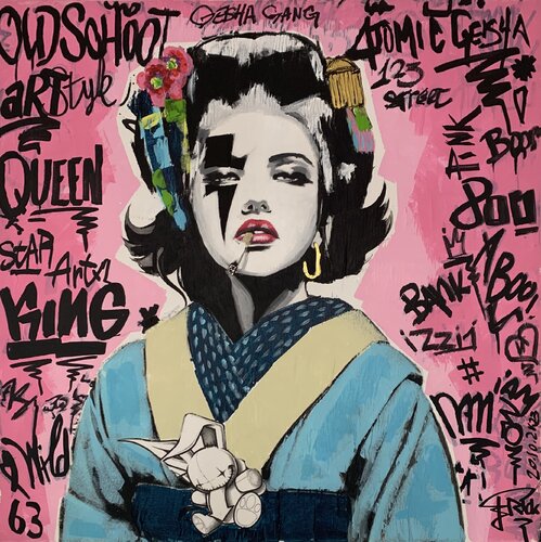 Love Geisha Graffiti by Erick Artik (2023) : Painting Acrylic, Graffiti ...