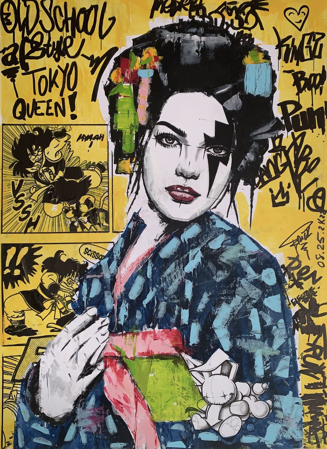 Geisha Manga Rock by Erick Artik (2022) : Painting Pencil, Felt on ...