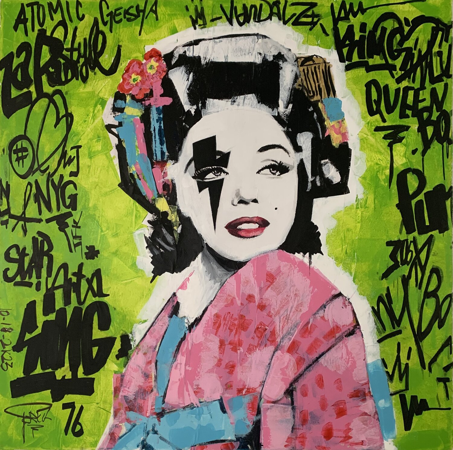Marilyn Geisha Graffiti Pink by Erick Artik (2023) : Painting Acrylic ...