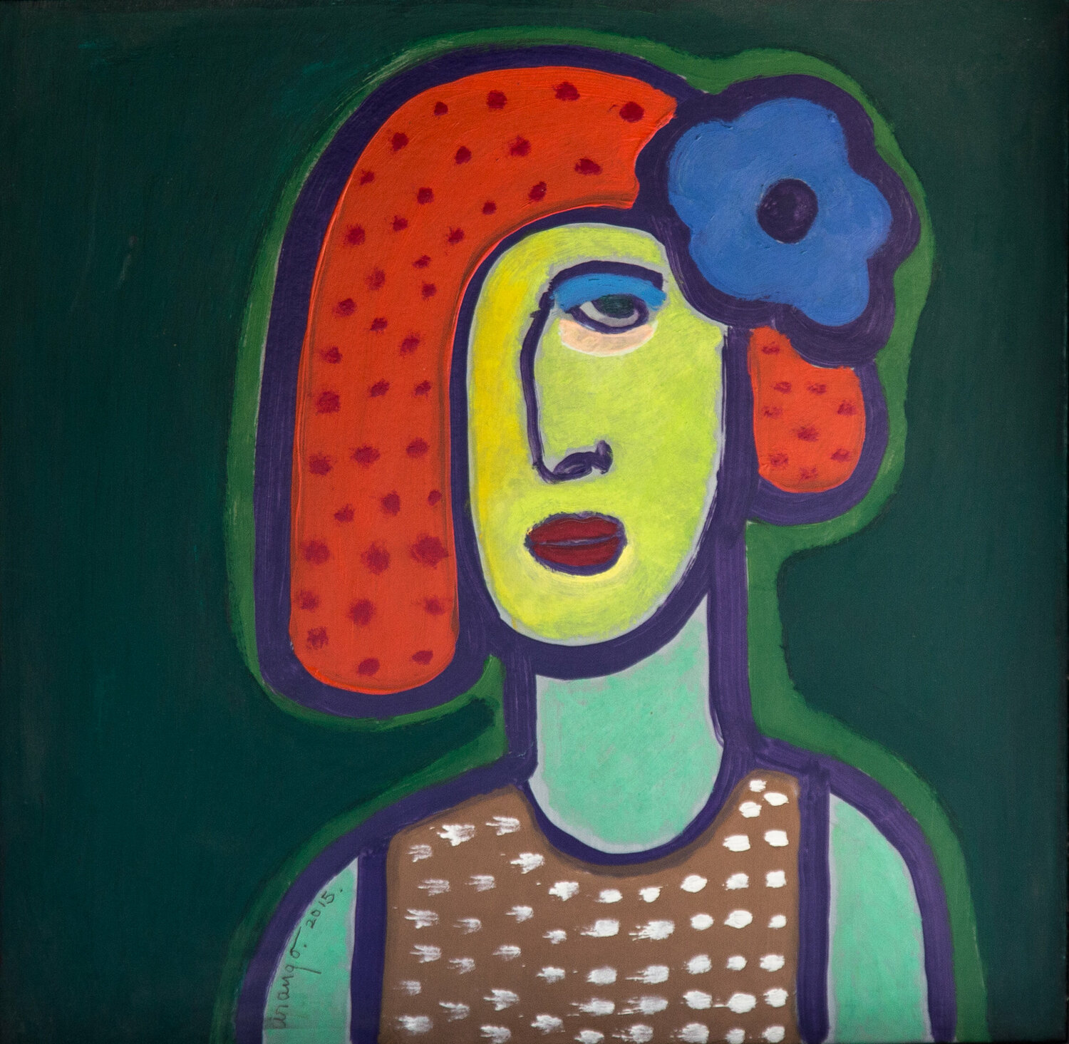 Niña con Flor by Alejandro Arango (2015) : Painting Oil on Cardboard ...