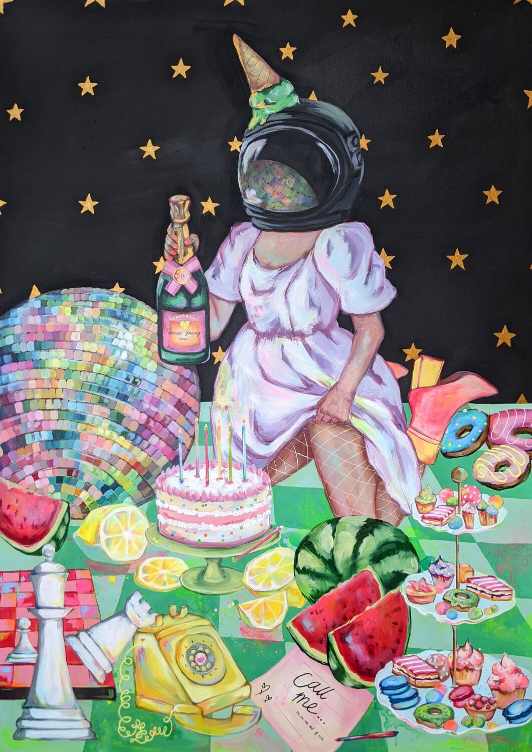 FLY ME TO THE MOON by Elīna Sanda Zaķe (2022) : Painting Acrylic on ...
