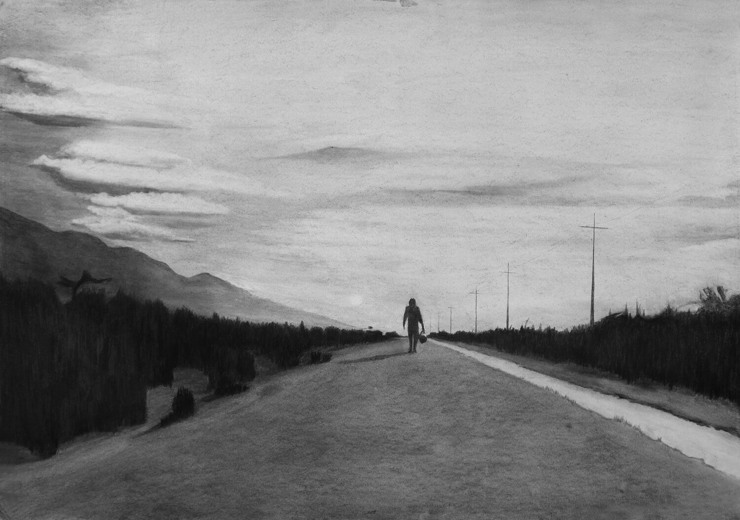 El Ángel caído by Arturo Prins (2020) : Drawing Charcoal, Felt on Paper ...