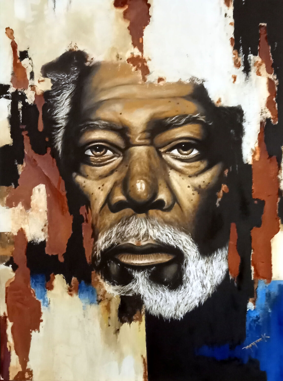 Morgan Freeman by Hector Monroy (2023) : Painting Oil on Metal - Singulart