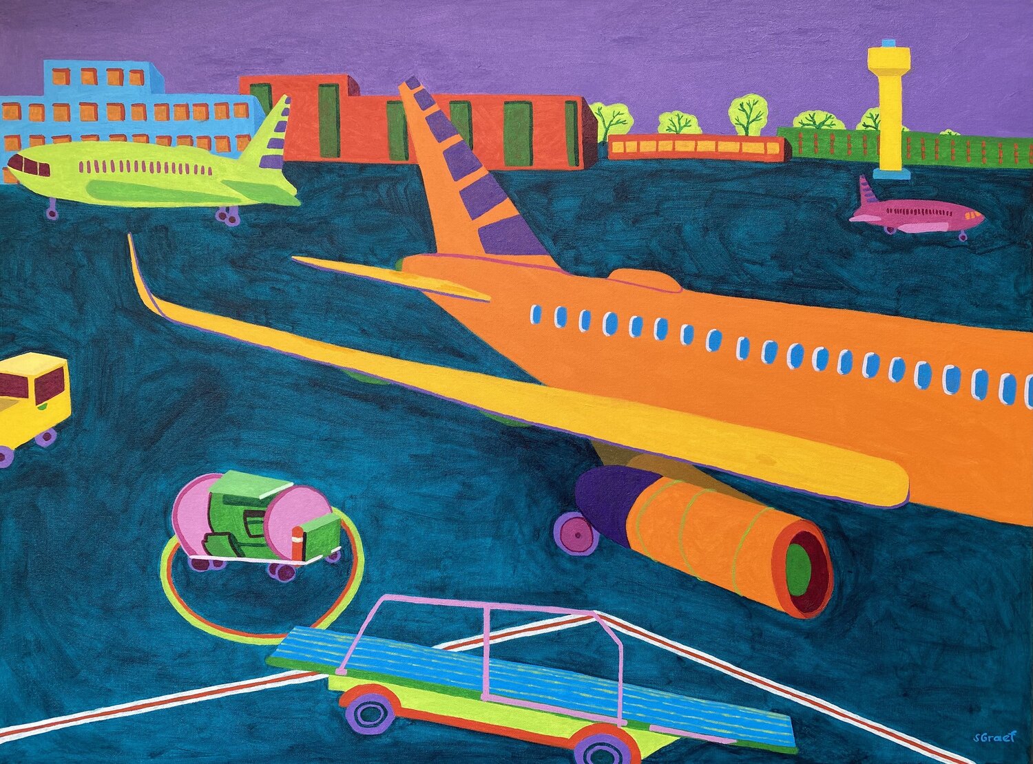 Airport Landscape by Sue Graef (2023) : Painting Acrylic on Canvas ...