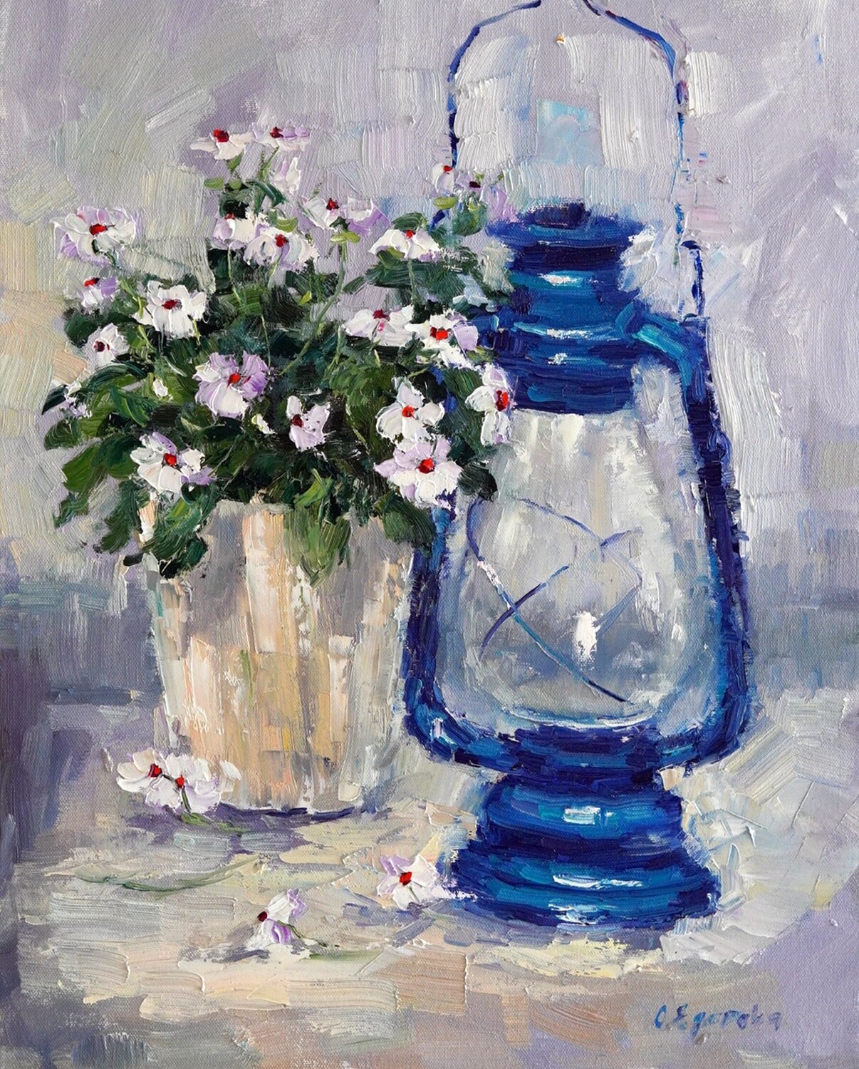 White Still Life by Olga Egorov (2023) : Painting Oil on Canvas - Singulart