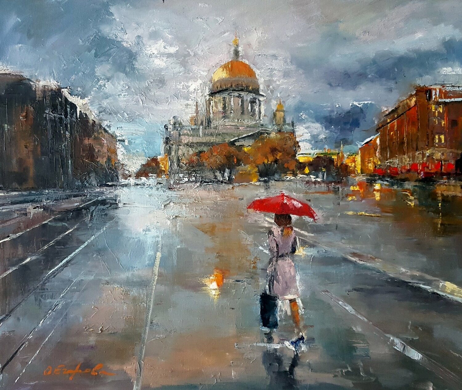 Rainy Day de Olga Egorov (2018): Pintura Óleo en Cartón - Singulart