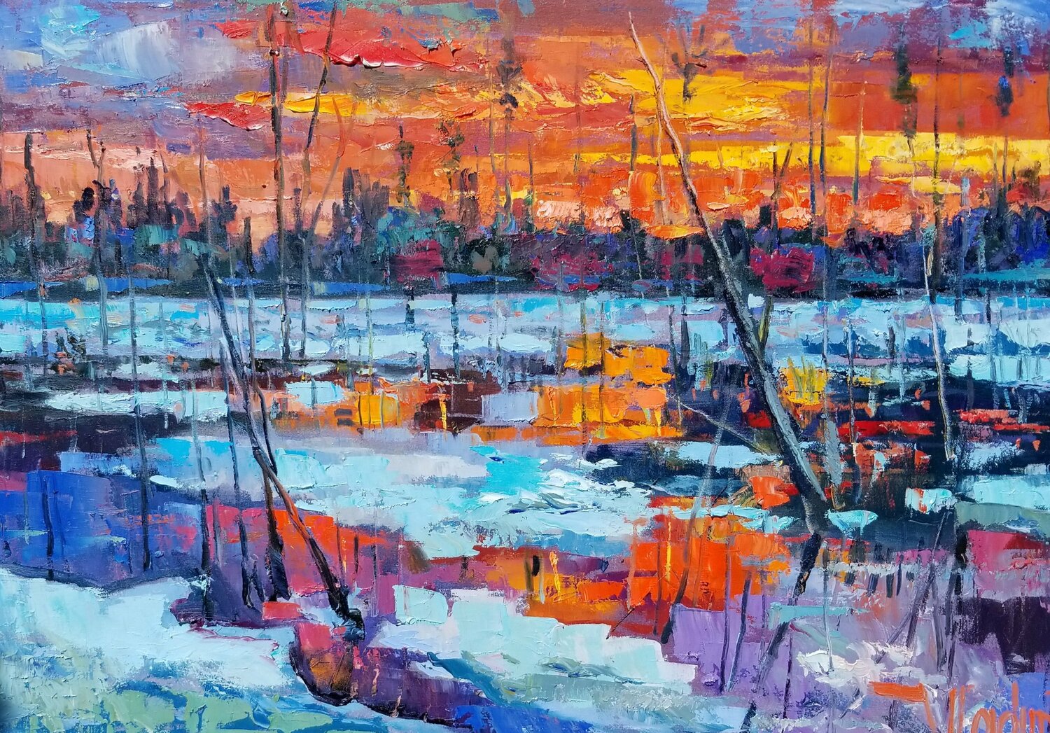 Sunset by Vladimir Demidovich (2020) : Painting Oil on Canvas - SINGULART