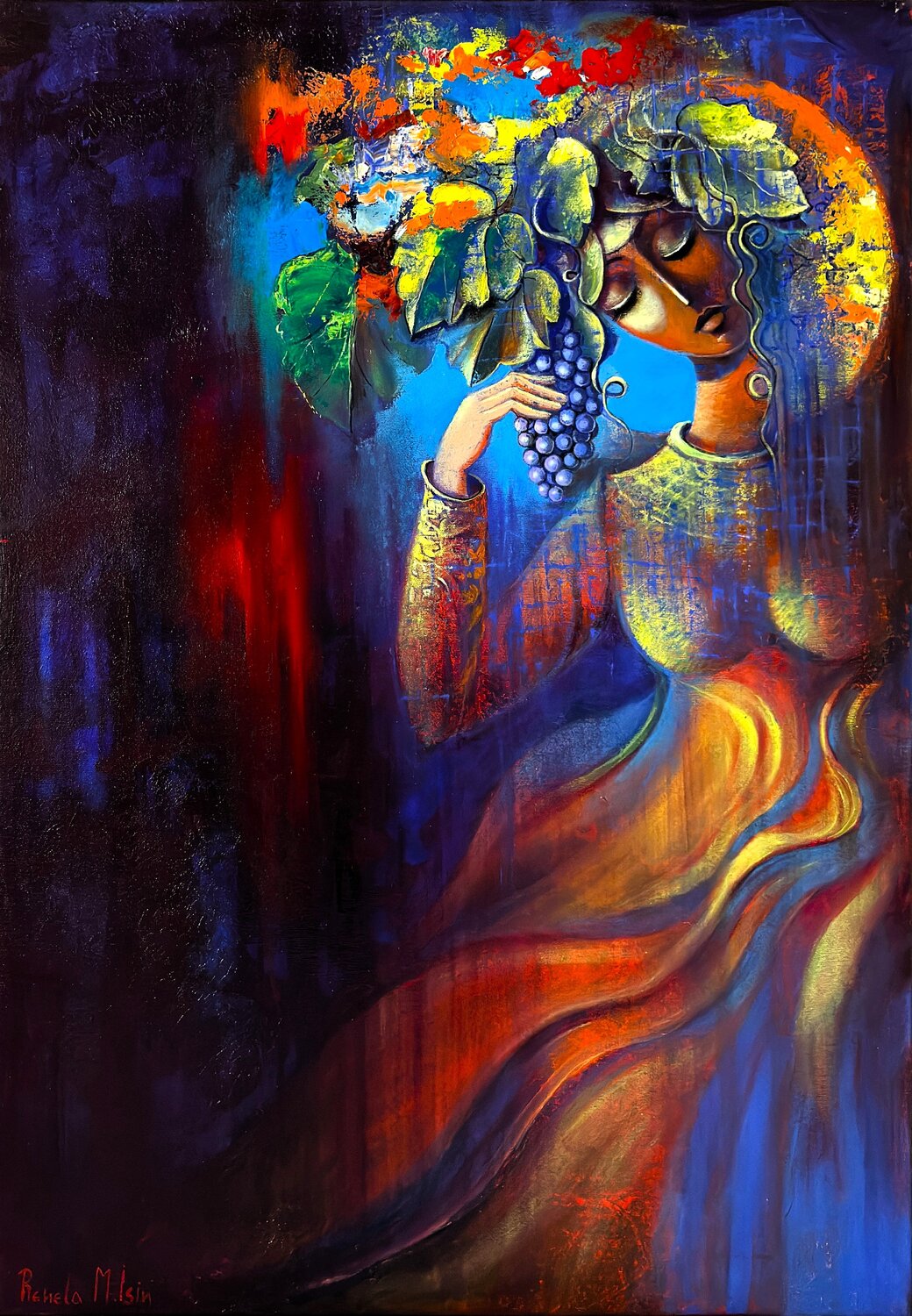 " Grape Harvest " de Reneta Isin (2023): Pintura Óleo en Lienzo - Singulart