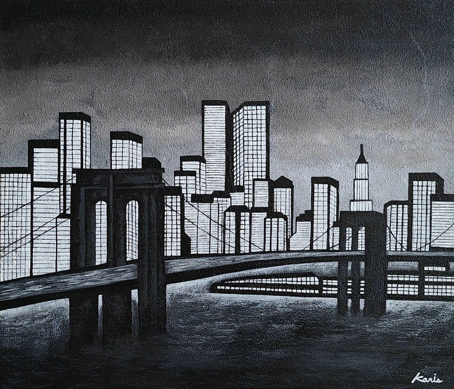 City At Night Drawing
